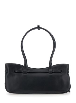 Margesherwood Womens Shoulder Bag Grandma Used Black Leather Cow
