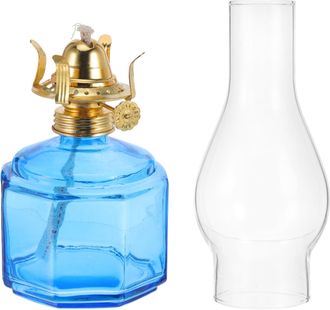 Cabilock Vintage-Glas-petroleumlampe Mit Docht Windfeste Öllampe Für Draußen Und Innen Aus Verdicktem Glas Mit Flammenregler Aus Metall Kompatibel Mit Kerosin 