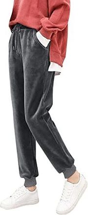 Generic Pantalon décontracté pour femme - Pantalon de jogging chaud en velours - Doublure en polaire thermique - Pantalon de sport décontracté pour femme, gri