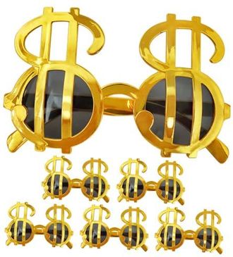 Soimiss Lot de 6 Lunettes de F&ecirc;te en Polypropyl&egrave;ne Dor&eacute; Lunettes D&eacute;guisement Forme Symbole Accessoires Photo L&eacute;gers et R&eacute;utilisables pour Anniversaires et Soi