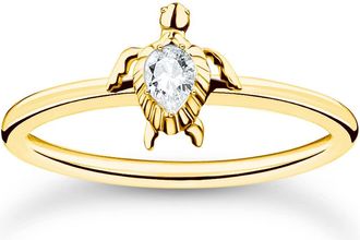 Thomas Sabo Damen Ring Schildkröte Gold 925 Sterlingsilber, 750 Gelbgold Vergoldung TR2401-414-14