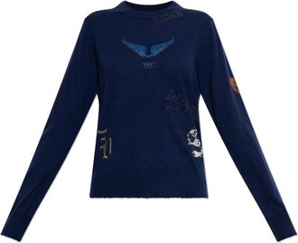 Zadig&Voltaire Femme, Pulls, Bleu, Taille: 38 FR Miss Cashmere Sweater