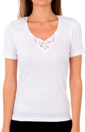 Playtex T-Shirt Kurzarm mit Details am Ausschnitt 100% Baumwolle Damen x1 Wei&szlig; XL