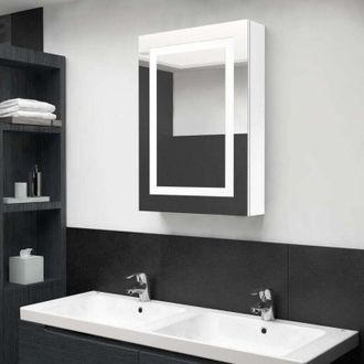 vidaXL Armoire de salle de bain &agrave; miroir LED Blanc brillant 50x13x70cm vidaXL