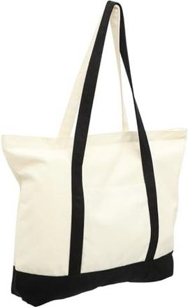 UPKOCH Sac Bandoulière Toile de Coton et Lin Grand Fourre-tout avec Fermeture Éclair et Poche Latérale Sac Réutilisable pour Courses Détente et Voyage Femme 