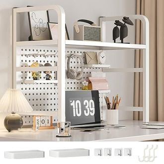 Generic DYUNCZ &Eacute;tag&egrave;re de Bureau Dordinateur, &Eacute;tag&egrave;re Bureau, &Eacute;tag&egrave;re Bureau a Poser Sur Bureau, &Eacute;tag&egrave;re de Bureau avec Panneau Perfor&eacute;, Support Daffichage Po