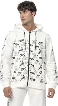 Cipo & Baxx Herren Sweatjacke Hoodie CL564 Ecru - Stylischer Pullover im Modernen Casual Streetwear Stil mit Rei&szlig;verschluss & Kapuze f&uuml;r Alltag Freizeit & Party -