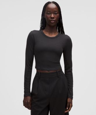 lululemon Haut court &agrave; manches longues Hold Tight &agrave; ourlet droit pour Femmes - Taille 14