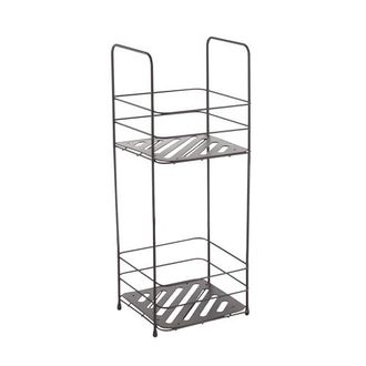 MSV Badregal mit 2 Ablagen Badezimmerregal Standregal K&uuml;chenregal Aufbewahrung - Metall schwarz matt