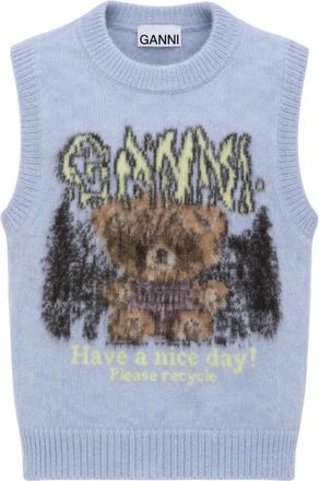 Ganni Rundhals-Strickpullover - - Knitwear - Damen - Blau - M