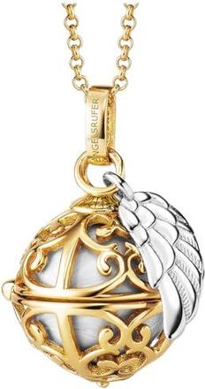 Engelsrufer ERN-ER23-20-XS-G Collier pour femme en argent sterling avec boule sonore en nacre, fermoir mousqueton, sans nickel, taille : 45 + 5 cm, 50 cm, Argent 