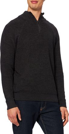 Casual Friday Casual Friday Herren Kristian Bubble Zipper Knit Pullover, 50818/Dark Grey Melange, L