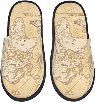 Generic Accueil Pantoufles Carte Du Monde L&eacute;gers Pantoufles En Coton Antid&eacute;rapant Chaussons Pour Femmes Camping Automne M