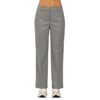 Via Masini 80 Karierte Hose mit Umschlag - - Trousers - Damen - Grau - S