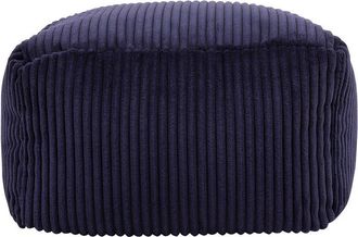 Icon Brand Pouf Repose-Pieds Carré en Velours Côtelé Theo, Poufs de Salon, Bleu Marine, oeko-tex - Icon