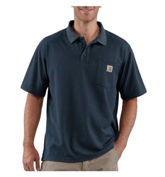 Carhartt Work in Progress Herren, Weites, mittelschweres, kurz&auml;rmliges Polohemd mit Tasche, Marineblau, XS