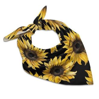 Generic Écharpe carrée en soie légère avec motif tournesols jaunes pour cheveux, foulard respirant, cadeau pour homme et femme, multicolore, 60x60cm
