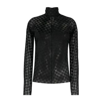 Forte_Forte Damier Lace Shirt - - Knitwear - Damen - Schwarzk - M