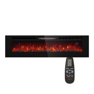 Klarstein Deko Kamin mit LED-Flammen, Elektro-Kamin mit Heizung und Kaminfeuer, 1800W Elektrisch mit Fernbedienung, Timer & Einstellbarer Thermostat, Sparsam