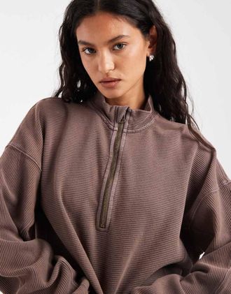 Free People Celeste - Sweat &agrave; col zipp&eacute; - Mochachino-Marron