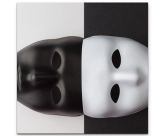 Paul Sinus Art Leinwandbilder | Bilder Leinwand 60x60cm schwarz/weiß Masken