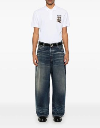 Moschino Teddy Bear Logo Polo Shirt - White