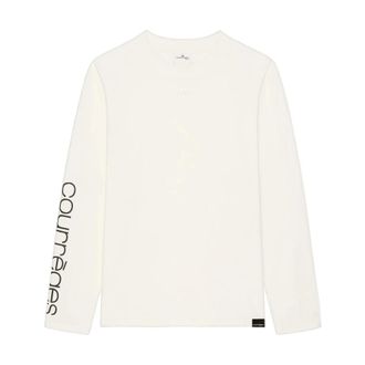 Courr&egrave;ges Logo Print Langarm-T-Shirt - - Tops - Herren - Wei&szlig; - L
