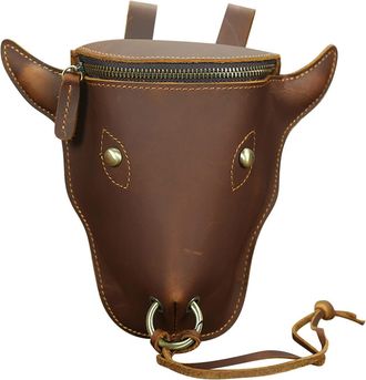 Generic H&uuml;fttaschen G&uuml;rteltasche Herren Retro Kuhkopf H&auml;ngetasche Tragen G&uuml;rtel Handytasche Stierkopf Bauchtasche Handytasche H&uuml;fttaschen F&uuml;r Gurt (Bronze, On