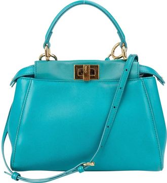 Fendi Crossbody Bags - Fendi Turquoise Leather Peekaboo Handbag - Gr. unisize - in Blau - für Damen