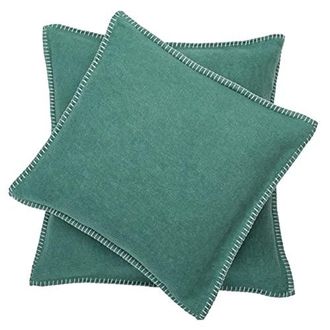 David Fussenegger Kissenbezug flaschengrün Dekokissen aus Baumwolle flauschig weich, 40x40 cm