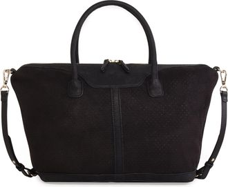 Kate Lee Damen, Schwarz Julya Einkaufstasche aus perforiertem Leder