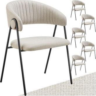 TecTake TecTake Lot de 6 Chaises de Salle &agrave; Manger rembourr&eacute;es Modernes Fauteuil Salon Chaise Scandinave Pieds en Acier &Eacute;l&eacute;gant avec Accoudoirs Chaise pour Co