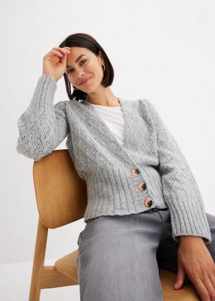 Bonprix Strickjacke Loose Fit, Feinstrick, mit breitem B&uuml;ndchen, pflegeleicht