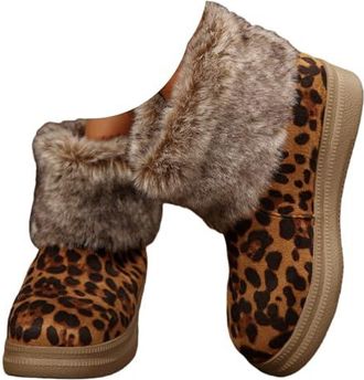 Generic Bottes dhiver pour femme - Doublure chaude - Semelle compens&eacute;e - Fausse neige - Antid&eacute;rapantes - Confortables - &Agrave; enfiler - Courtes et pelucheuses - D