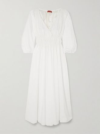Altuzarra Kathleen Midikleid Aus Popeline Aus Einer Baumwollmischung Mit Raffungen - Wei&szlig;