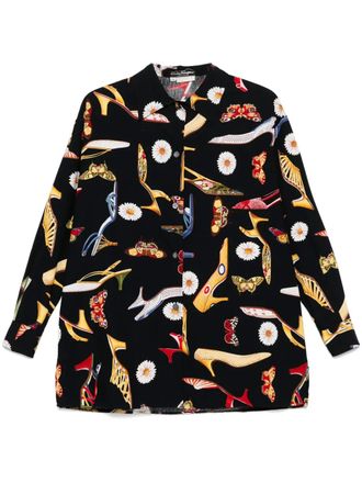 Ferragamo chemise à imprimé chaussures (années 1990) - Noir