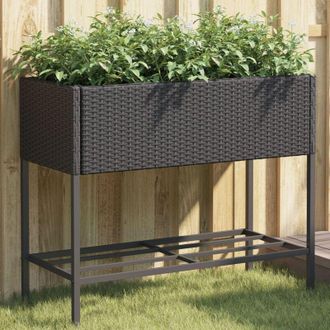 vidaXL vidaXL Jardini&egrave;re avec &eacute;tag&egrave;re noir r&eacute;sine tress&eacute;e
