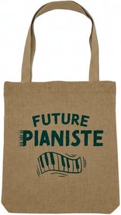 Fabulous Sac Shopping Tote Bag Aspect Lin - Future Pianiste Musique Instrument Piano - Sac de Courses Toile Epaisse 360g Beige Naturel Cabas Port&eacute; Epaule Solid