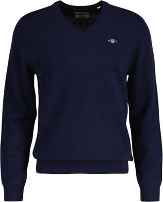 GANT Laine dagneau Extra Fine avec col en V Sweater, Marine, XXXL Hommes