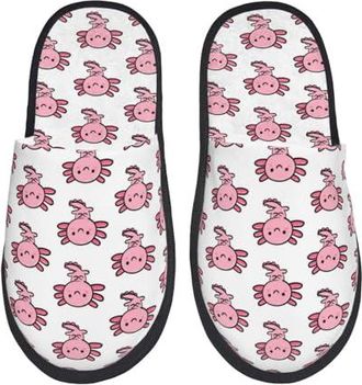 Generic Hiver Pantoufles Adorable Motif Roses DAxolotl Antid&eacute;rapant Pantoufles DHiver Peluche Maison Slippers Pour Camping Invit&eacute; H&ocirc;tel M