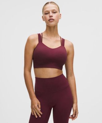 lululemon Like a Cloud Longline-BH Leichter Halt D/DD-Cups f&uuml;r Frauen - Gr&ouml;&szlig;e 10 in Burgundy Bay