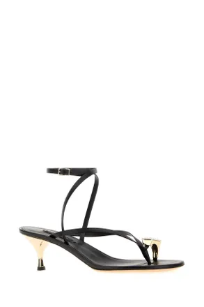 Casadei Womens Leather Thong Sandals Black
