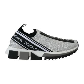 Dolce & Gabbana Silberne Rhinestone Slip-on Sneakers - - Shoes - Damen - Grau - 37 1/2 EU