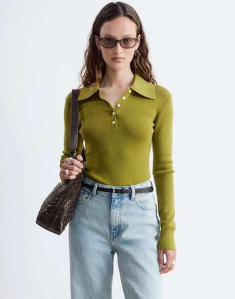 & Other Stories pull polo en maille vert