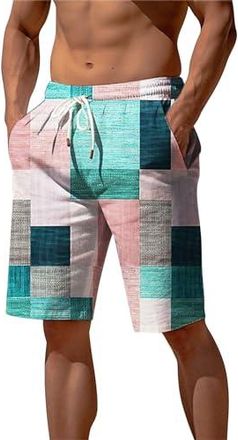 Generic Short de bain pour homme - Short d&eacute;t&eacute; d&eacute;contract&eacute; - Poche - Taille &eacute;lastique - Motif g&eacute;om&eacute;trique graphique - Respirant - Doux - D&eacute;contract&eacute; - Vacances