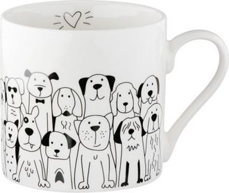 Gilde 51907 - Kaffeebecher, Tasse, Hundebande, Knochenporzellan, 8,8cm x 12,5cm x 9cm, 360ml