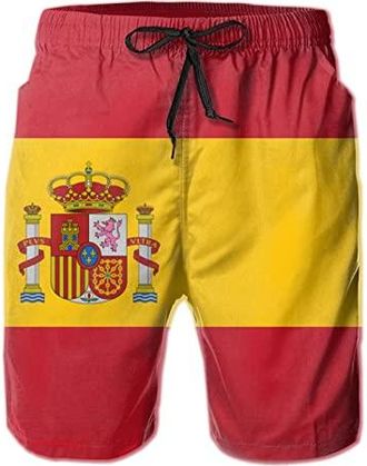 DJNGN Drapeau Espagne Short de Bain pour Homme Short de Bain à séchage Rapide Short de Bain imprimé Beach Board Shorts Maillots de Bain