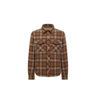 Moncler Moncler Surchemise En Laine &Agrave; Carreaux, Homme, Marron, Taille: Xxl