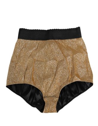 Dolce & Gabbana Womens Gold Silk Blend High Waist Girdle Panty Underwear Clothing