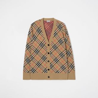 Burberry Cardigan en coton et laine Check, Size: XS
